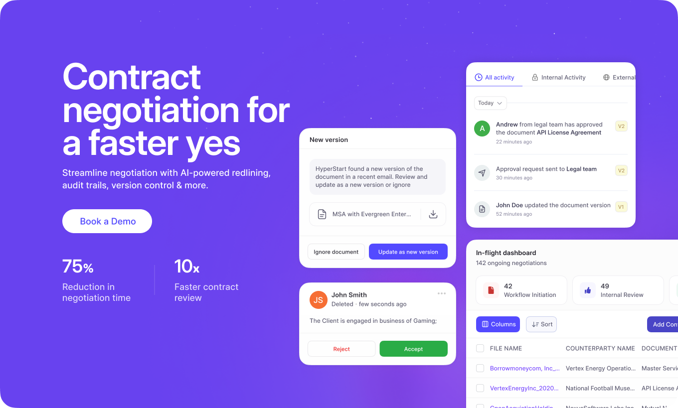 AI-Redlining & Contract Negotiation Software | HyperStart CLM